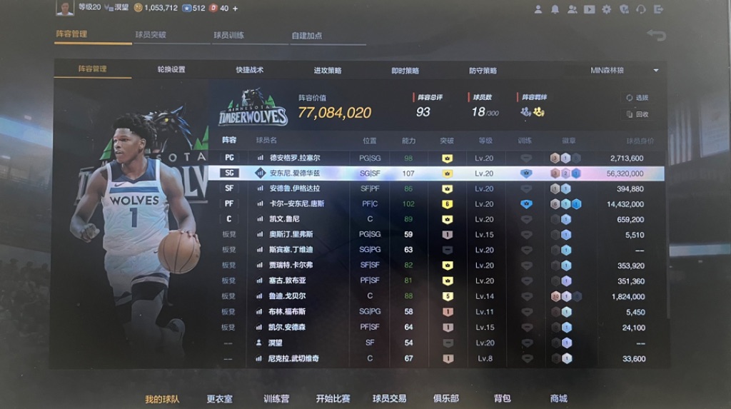 森林狼套【狼王华子】10突安东尼.爱德华兹 唐斯 凯文杜兰特 斯蒂芬.库里 / NBA2KOL2 / 全区全服 / 全区全服 - GG租号