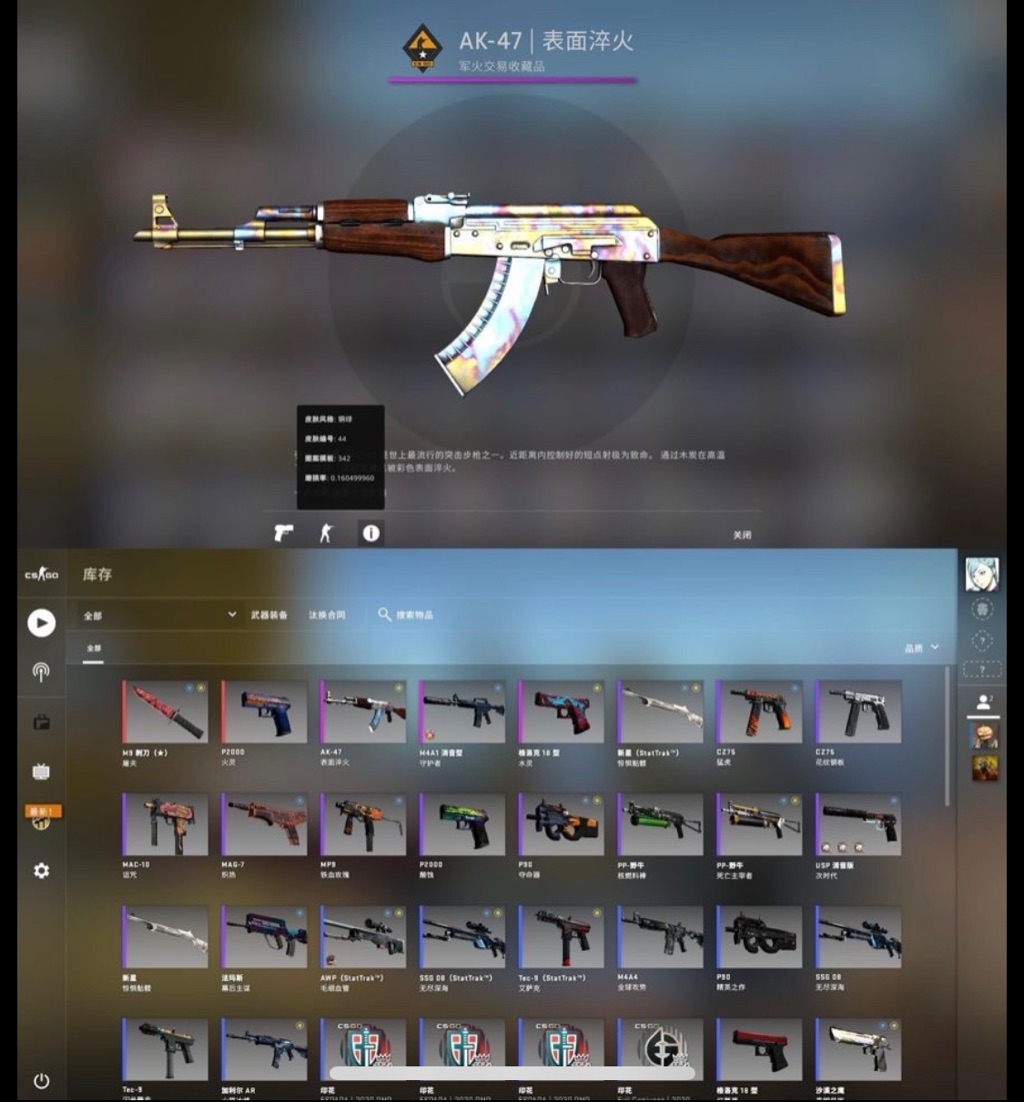 【撒糖】可5E可休闲｜屠夫M9刺刀｜表面淬火AK47｜M4A1守护者｜AWP细管｜P2000｜主战齐 / CSGO / 全球服 / 全球服 - GG租号